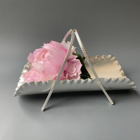Accents | Vintage Pewter Raised Tray Display Platter Footed Bowl Flower ...